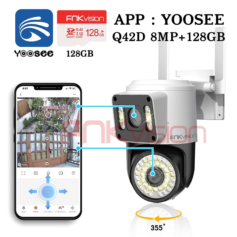Camera Fnkvision 2 mắt / 1 mắt Yoosee 8.0MP - xem 360 độ không góc chết ...