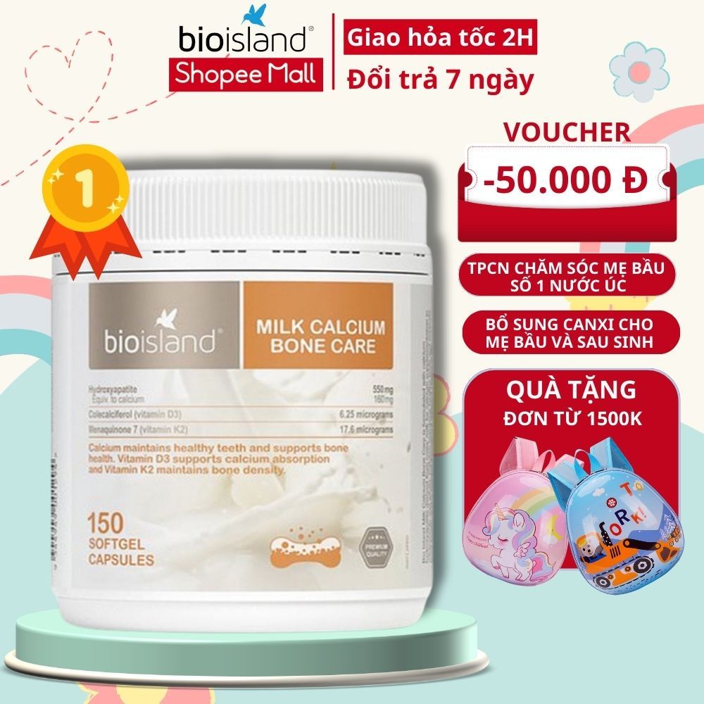 Combo viên uống Bio island Milk Canxi Bon Care giúp thúc đẩy phát triển ...
