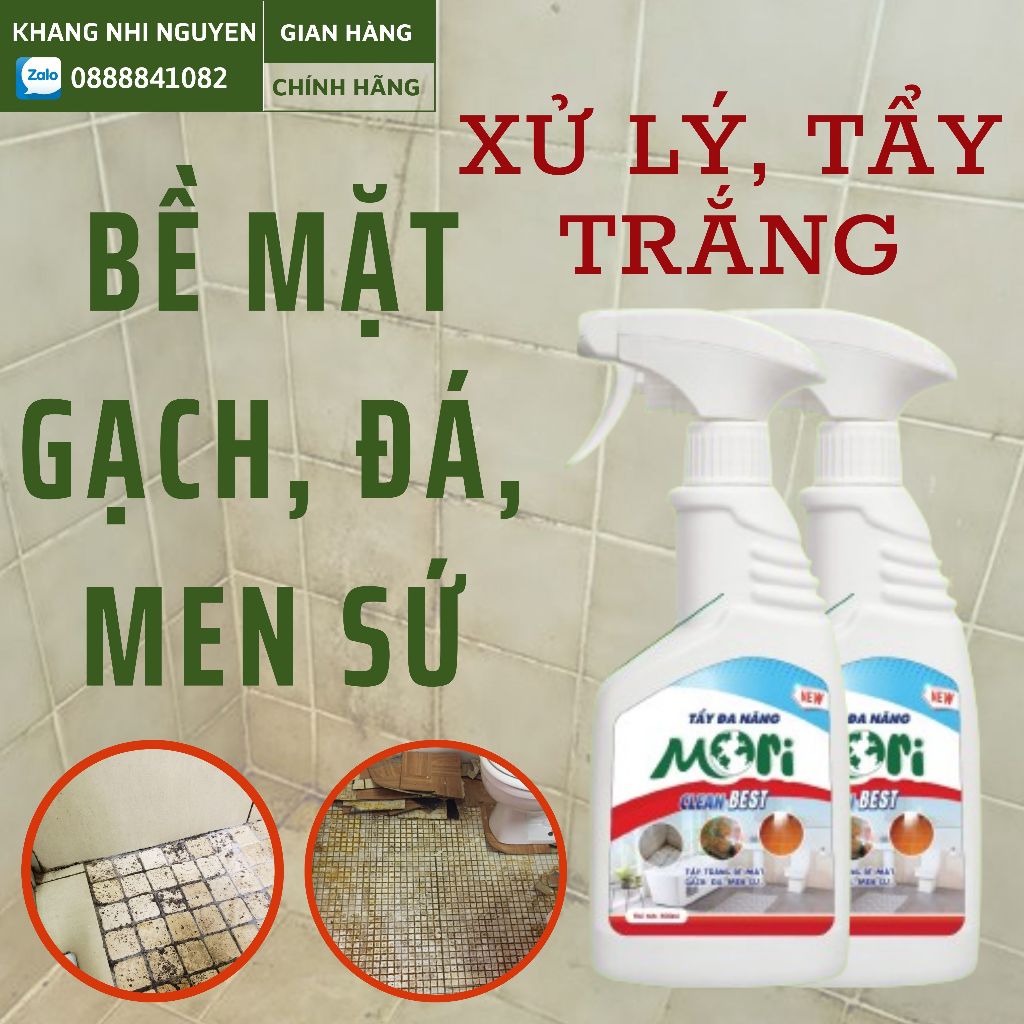 TẨY GẠCH ĐA NĂNG MORI, TẨY TRẮNG BỀ MẶT GẠCH, ĐÁ, MEN SỨ, CHÀ RON GẠCH ...