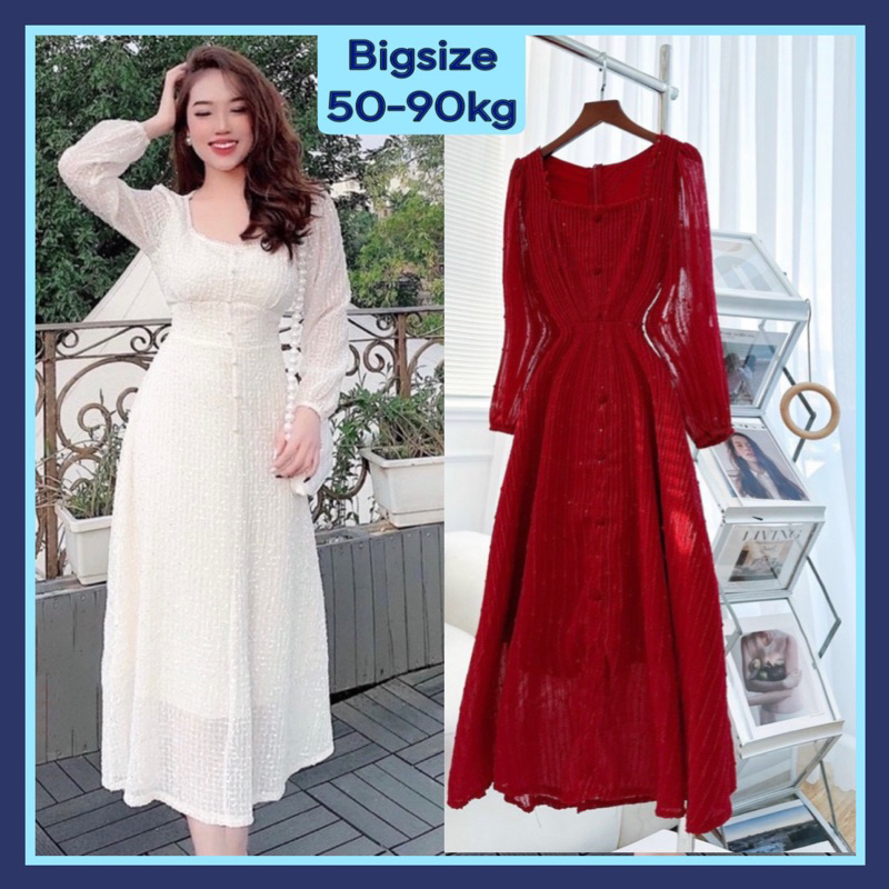 Đầm dài midi tiểu thư đi tiệc, váy cô dâu, đám cưới, mặc tết, đầm maxi (Shop Táo Đỏ Bigsize 50kg ...