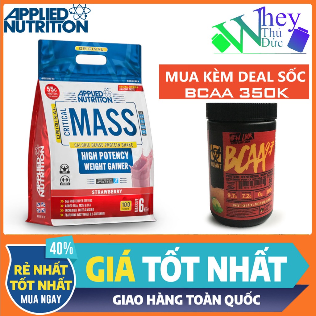 [Kèm BCAA] CRITICAL MASS 6KG 25 servings Applied Nutrition - Sữa tăng ...