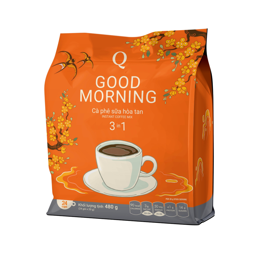 Cà Phê Sữa Good Morning Trần Quang bịch 24 gói instant Coffee mix 3 in ...