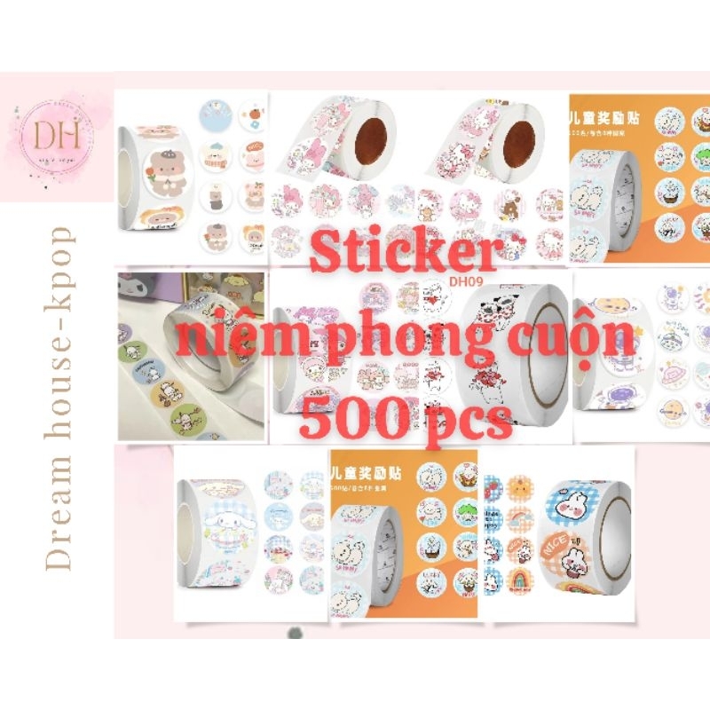 500 Sticker cuộn dán niêm phong dể thương nhiều mẫu | Shopee Việt Nam