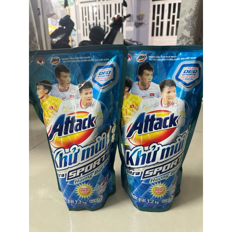 Combo 2 túi nước giặt Attack Khử Mùi Extra Sport Tự Tin/Bức phá túi 1 ...