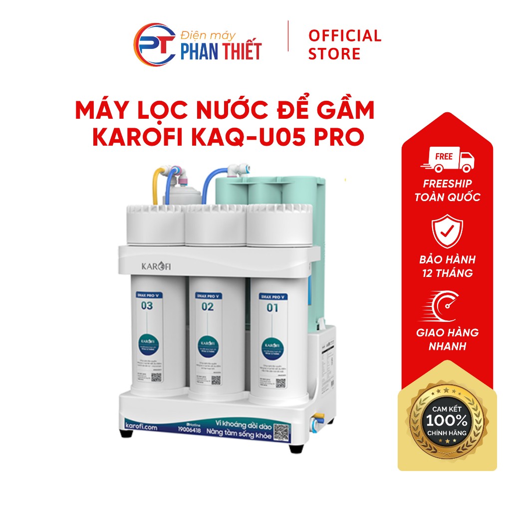 Máy lọc nước để gầm Karofi KAQ-U05 Pro 10 lõi lọc Smax thế hệ mới gấp đôi hiệu suất, gấp đôi ...