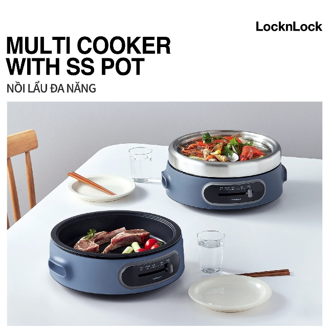 Nồi điện đa năng EJP542NVY Multi Cooker LocknLock nấu lẩu và nướng 4L ...