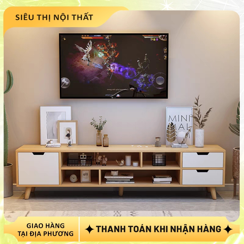 Kệ Tivi Thiết Kế Đơn Giản Hiện Đại, Kệ Gỗ Decor Phòng Khách Có Ngăn ...