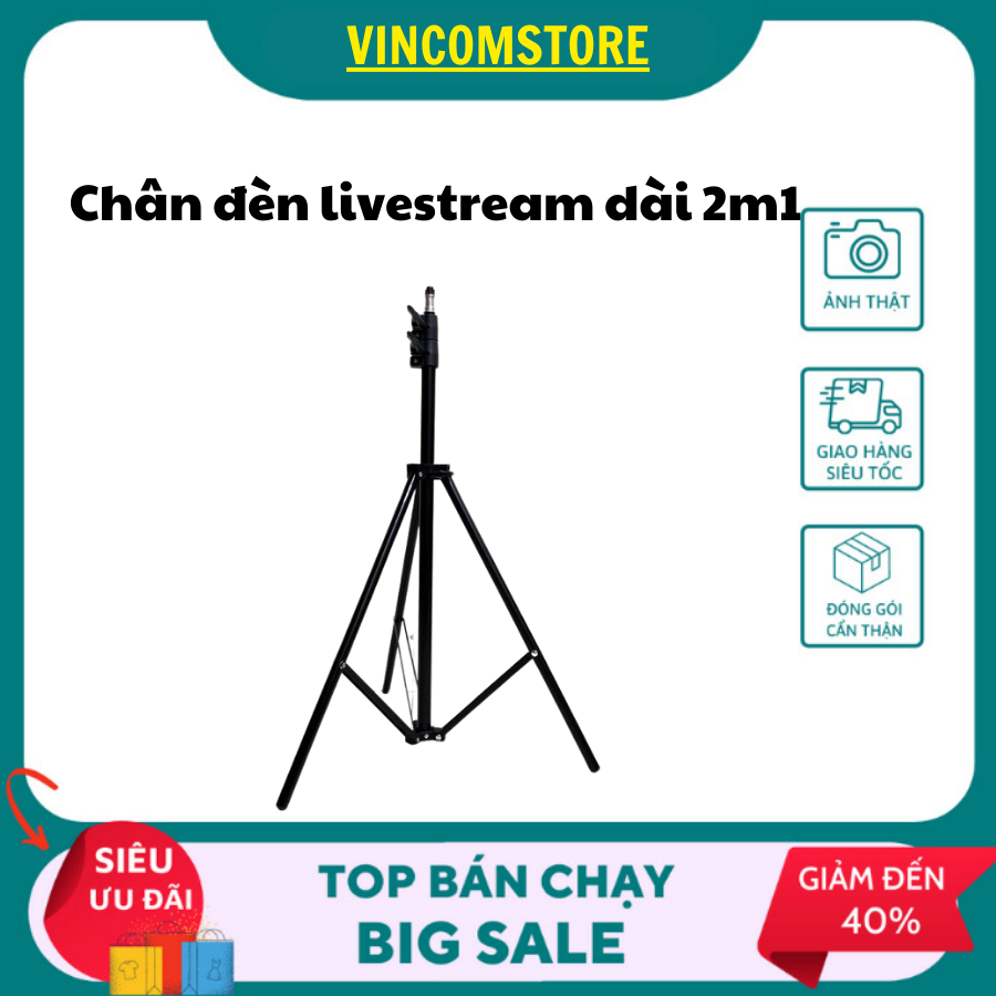 Chân đèn livestream dài 2m1, đóng hộp 70cm | Shopee Việt Nam