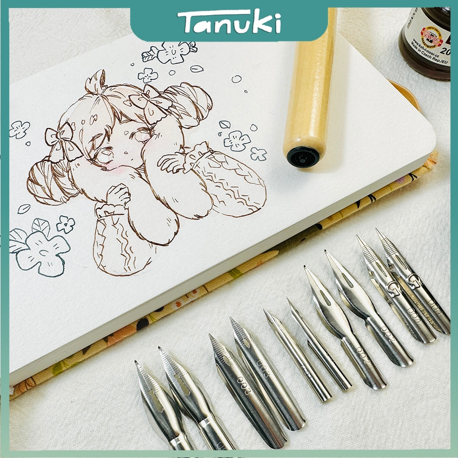 Bút sắt cán gỗ kèm 10 ngòi | Shopee Việt Nam