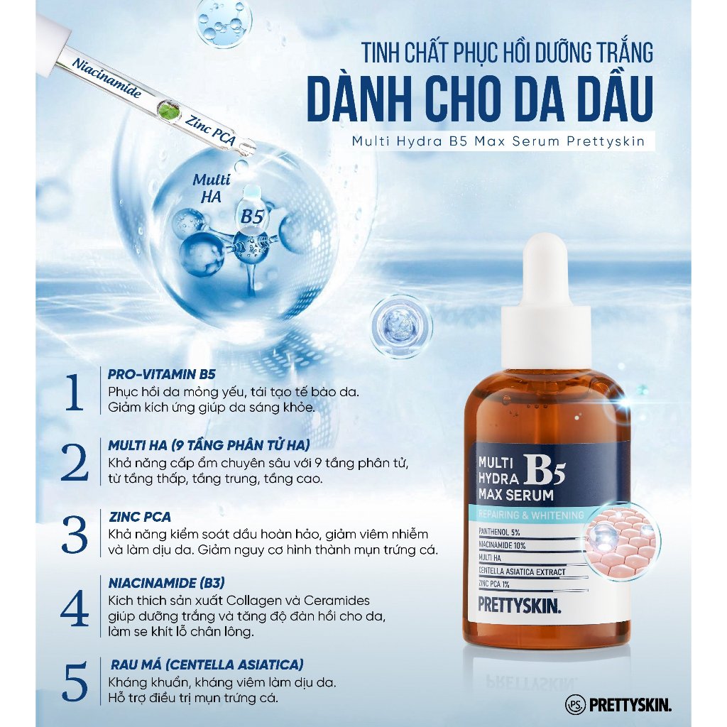 Serum Dưỡng Trắng Phục Hồi Da Prettyskin Hydra B5 Max Serum 50ml Pretty ...