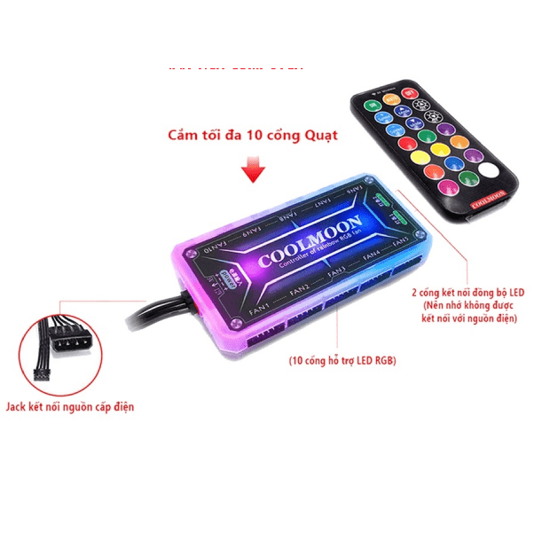 Quạt tản nhiệt, Fan Led ARGB Coolmoon F3 Led Gương vô cực Sync main ...