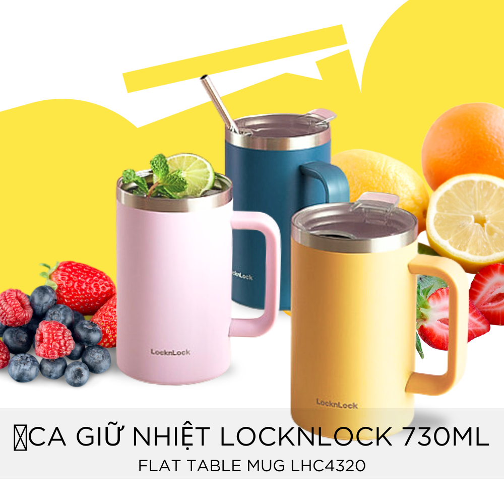Ca, ly giữ nhiệt 700ml LocknLock có tay cầm Flat Table Mug LHC4320 ...