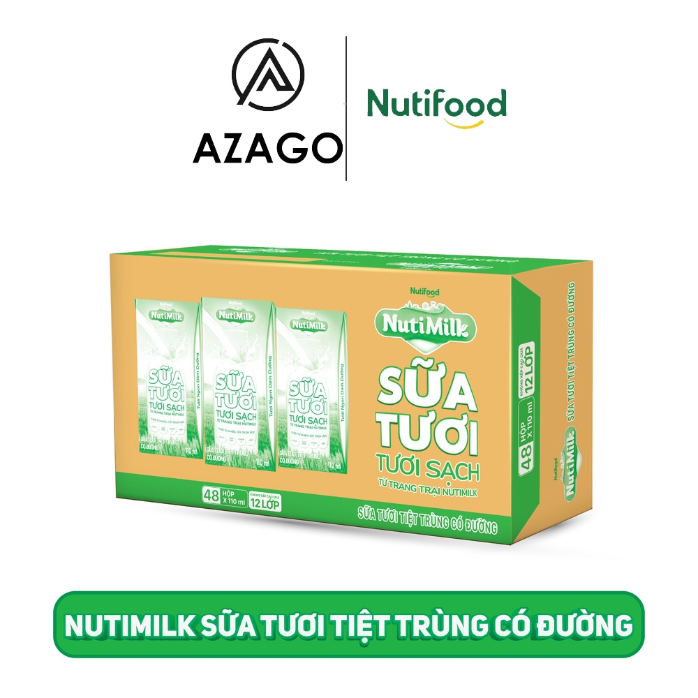Thùng 48 Hộp NutiMilk Sữa tươi TƯƠI SẠCH - Sữa tươi tiệt trùng Có đường ...