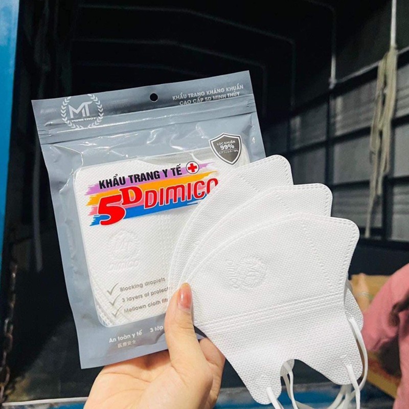 Khẩu Trang 5D Dimico Sỉ 100 Cái - Khẩu Trang Y Tế 3 Lớp Người Lớn Chống ...