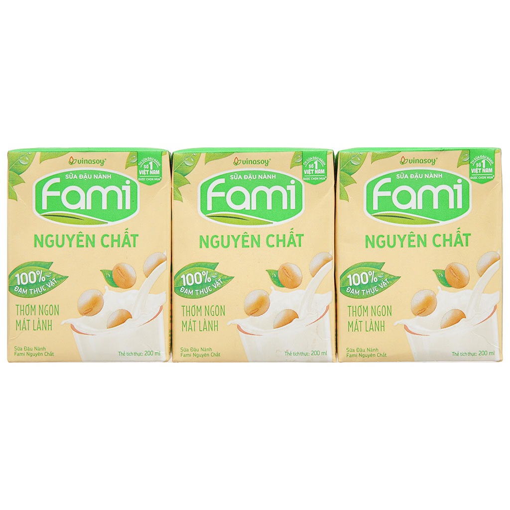 Sữa đậu nành Fami nguyên chất 200ml (lốc 6 hộp) | Shopee Việt Nam