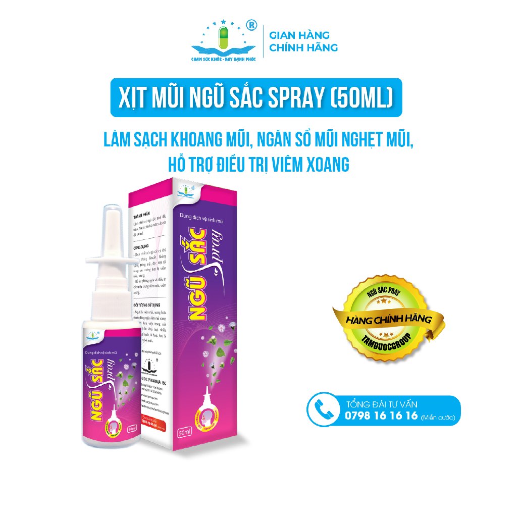 Xịt mũi Ngũ sắc Spray (50ml) - Làm thoáng mũi xoang, hỗ trợ viêm xoang ...
