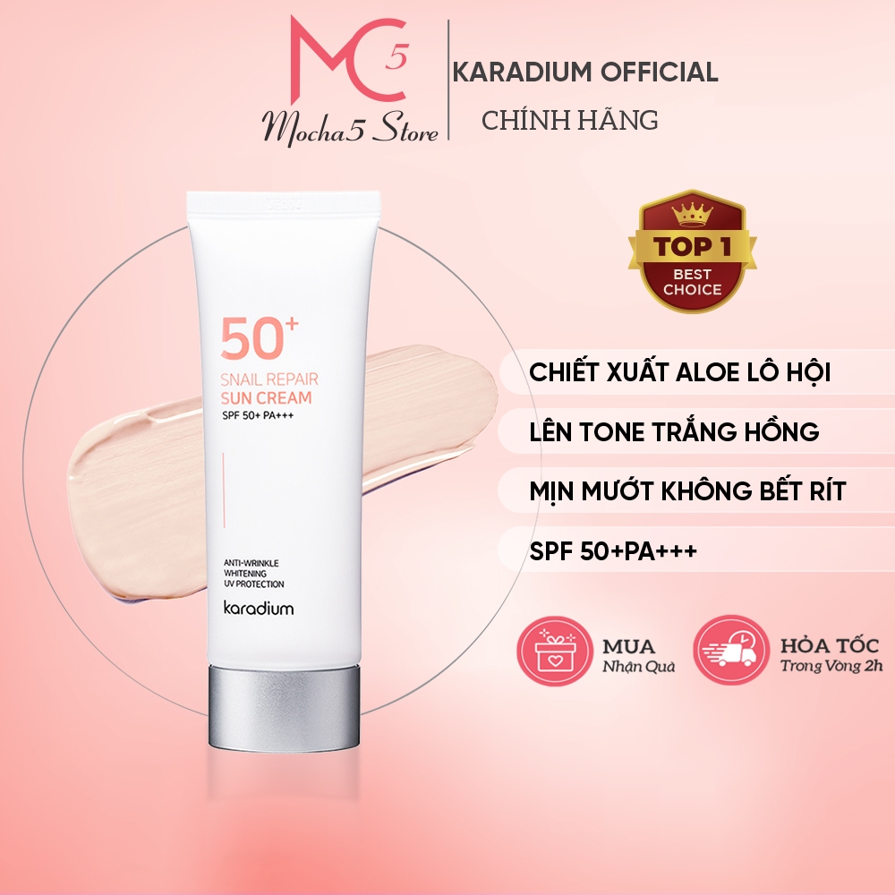KCN kem chống nắng KARADIUM Sun Snail Repair Suncream Spf50+ PA+++ lên ...