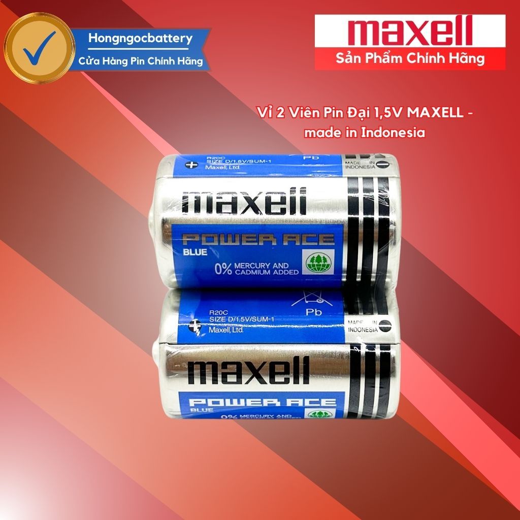 Vỉ 2 Viên Pin Đại Maxell POWER ACE 1,5V Made In Indonesia R20 - Hàng ...