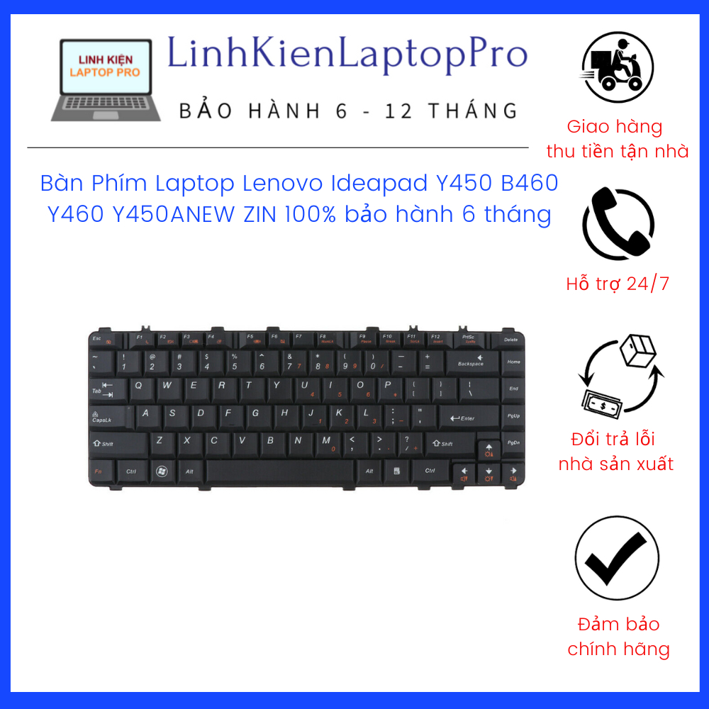 Bàn Phím Laptop Lenovo Ideapad Y450 B460 Y460 Y450A Y450G Y550 Y550A ...