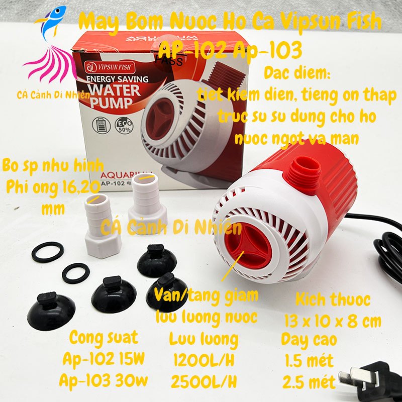 Máy bơm nước Vipsun Fish 15W AP-102 30W AP-103 bơm lọc nước cho hồ bể ...