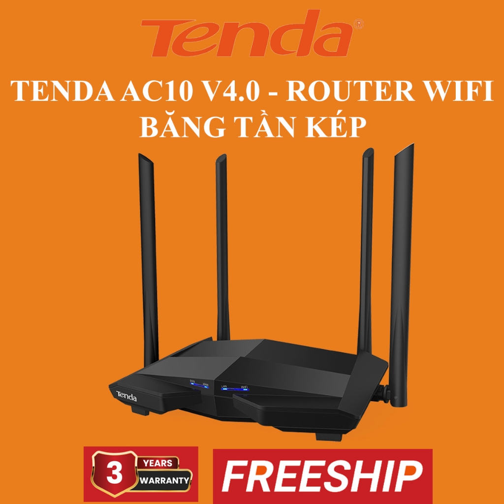 Tenda AC10 V4.0 - Router WiFi băng tần kép AC1200 Gigabit - Bảo Hành 36 ...