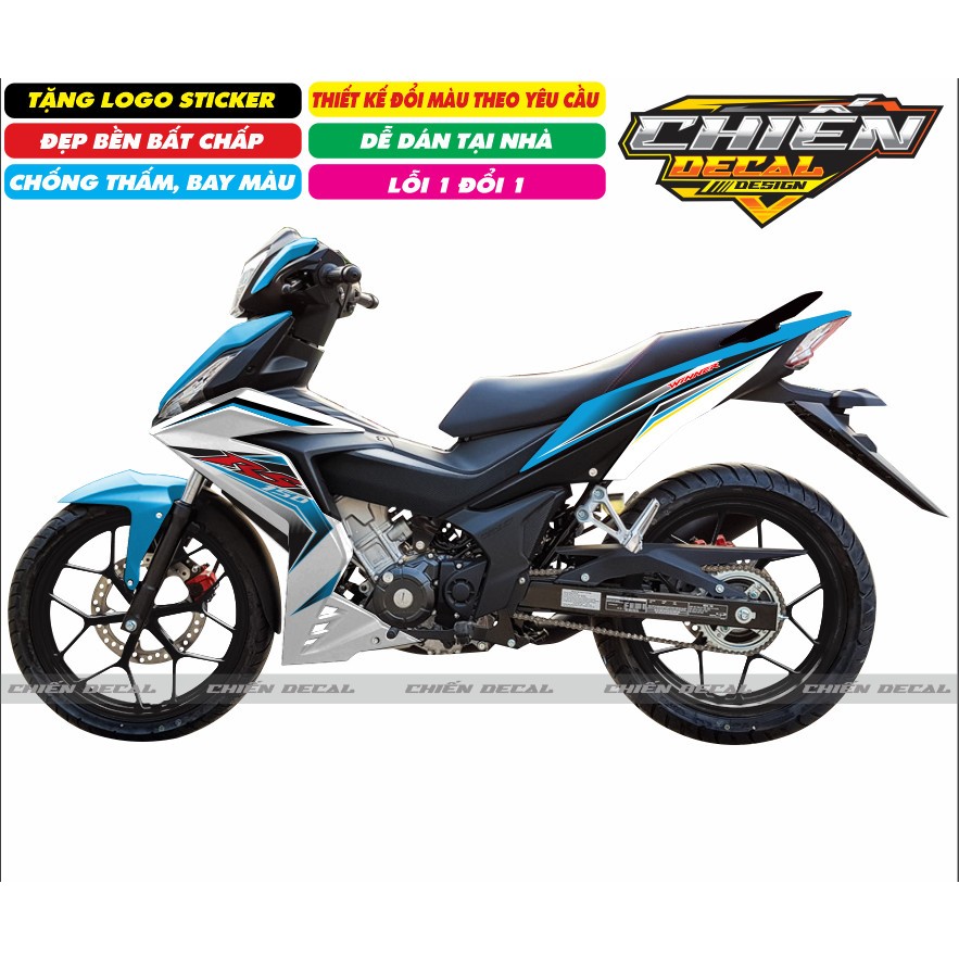 Tem rời winner150 V1 mẫu tem RS trắng xanh (tem 3 lớp cao cấp ...