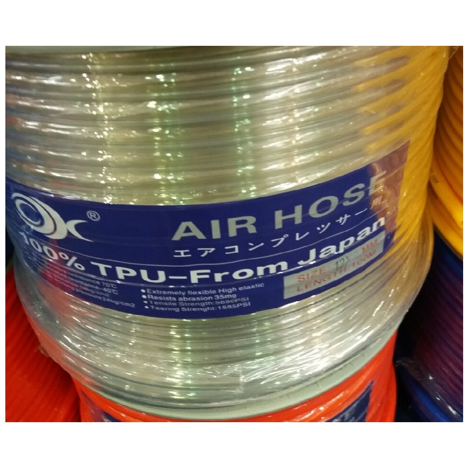 Ống HƠI Japan 4 6 8 10 12, Ống nước, Ống hơi, Dây hơi khí nén pu mềm dẻo bán mét 1, ống phun ...