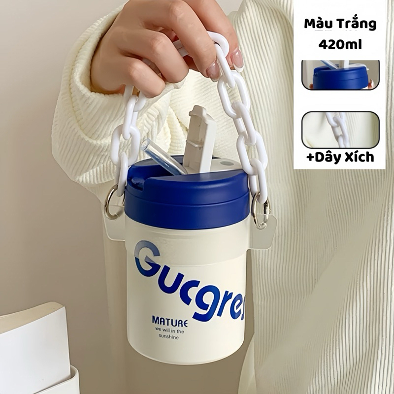 Bình Giữ Nhiệt Có Ống Hút Dễ Thương Ly Giữ Nhiệt GUCGRES Inox Cao Cấp ...