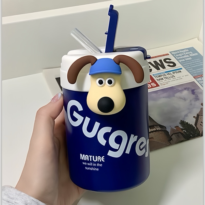 Bình Giữ Nhiệt Có Ống Hút Dễ Thương Ly Giữ Nhiệt GUCGRES Inox Cao Cấp ...