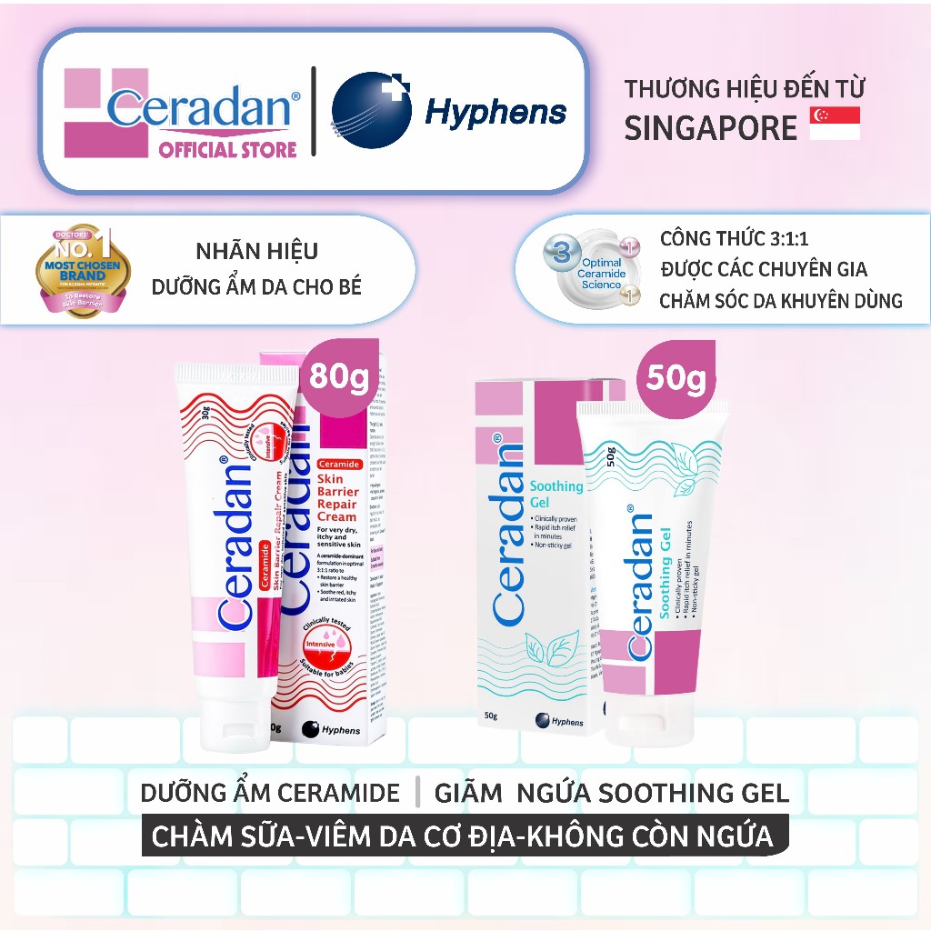 Bộ 2 Sản Phẩm chăm sóc dưỡng da, giảm ngứa cấp tốc cho bé Ceradan® Skin ...