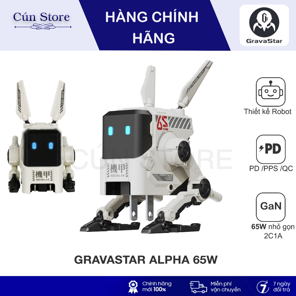 Củ sạc nhanh GravaStar Alpha A65 65W 3 cổng 2C1A PD/PPS/QC/FCP/PE | Bảo hành 6 tháng | Shopee ...