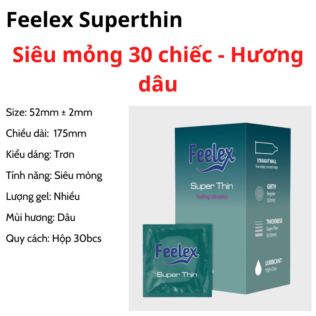 Bao cao su Feelex superthin hộp 30 bcs | Shopee Việt Nam