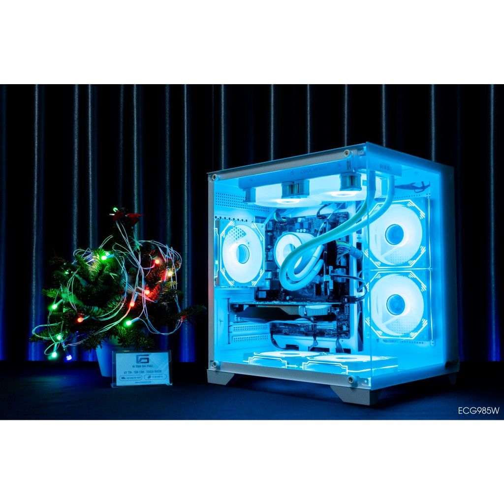 Vỏ máy tính Case bể cá VSP X2 Aquanaut/ ECG985 Emaster TRẮNG/ ĐEn/ Hồng Kính cường lực 2 mặt (M ...