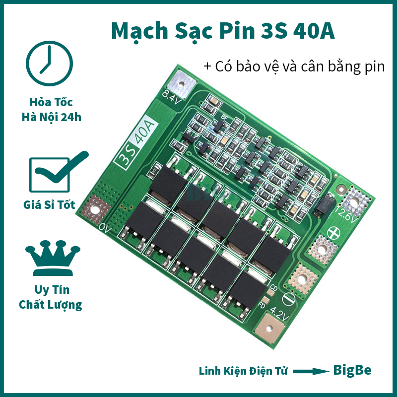 Mạch Sạc Pin 3S 40A 12V Sạc cân bằng và bảo vệ pin 18650 / Li-ion 3.7v ...