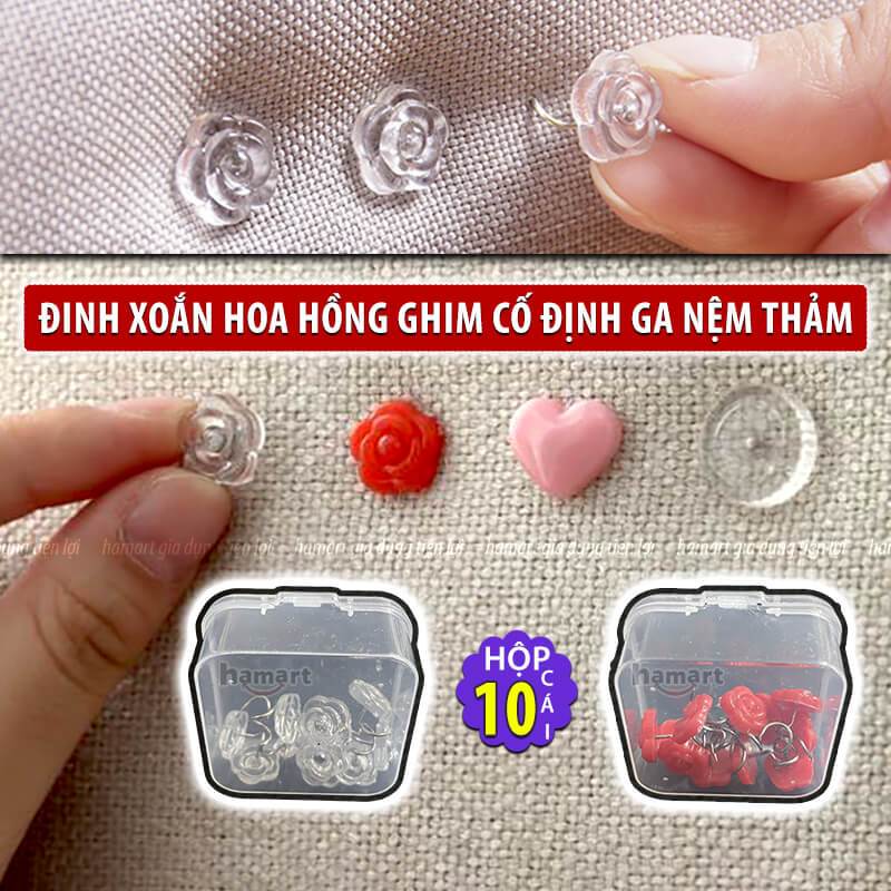 Hộp 10 Đinh Cố Định Ga Giường Nút Ghim Xoắn Chống Trượt Thảm Nệm Đệm ...