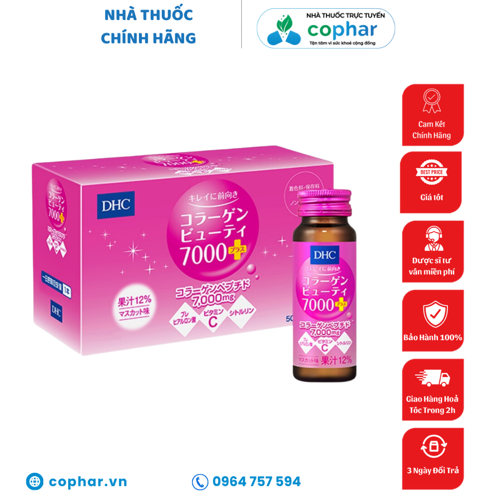 Nước uống Collagen DHC hàm lượng 7000mg/lọ, chống lão hóa, da căng mịn ...