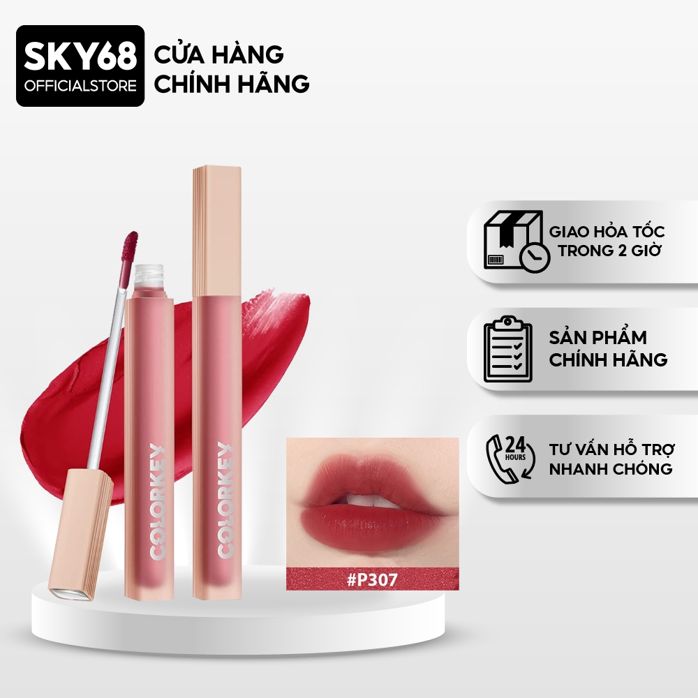 Son tint bóng COLORKEY Màu Cánh Hồng Khô Dạng Lỏng Lâu Trôi, Dưỡng Ẩm 1 ...