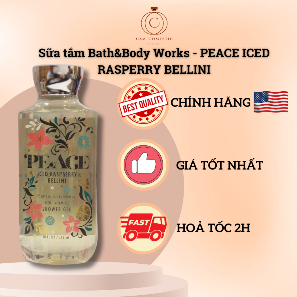 [AUTH] GEL SỮA TẮM HƯƠNG NƯỚC HOA BATH&BODY WORKS PEACE ICED RASPERRY BELLINI | Shopee Việt Nam