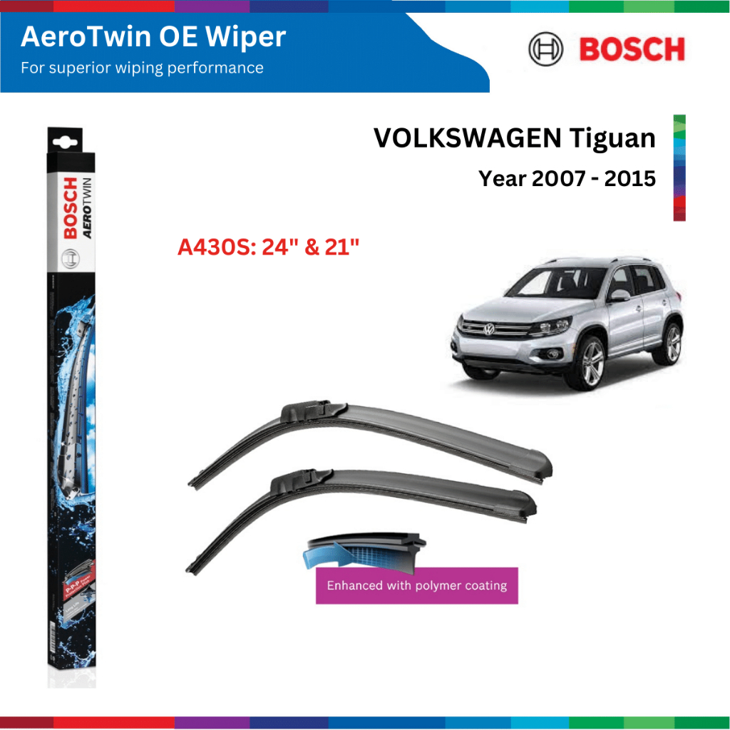 Bộ gạt mưa xe VOLKSWAGEN Tiguan, đời xe 2007 đến 2015, Bosch AeroTwin ...