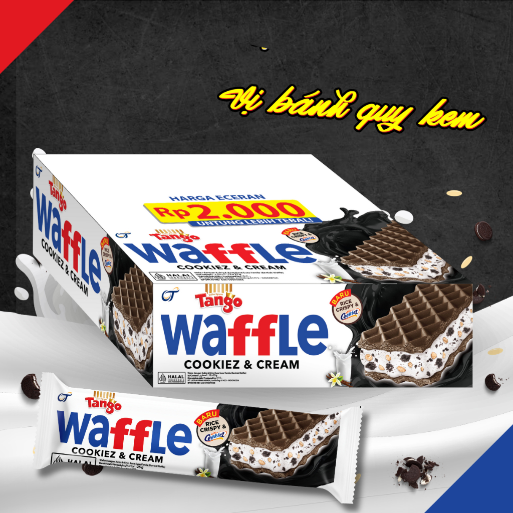 Bánh xốp Tango Waffle Cookies and Cream (Bánh quy kem) 300g cao cấp ...