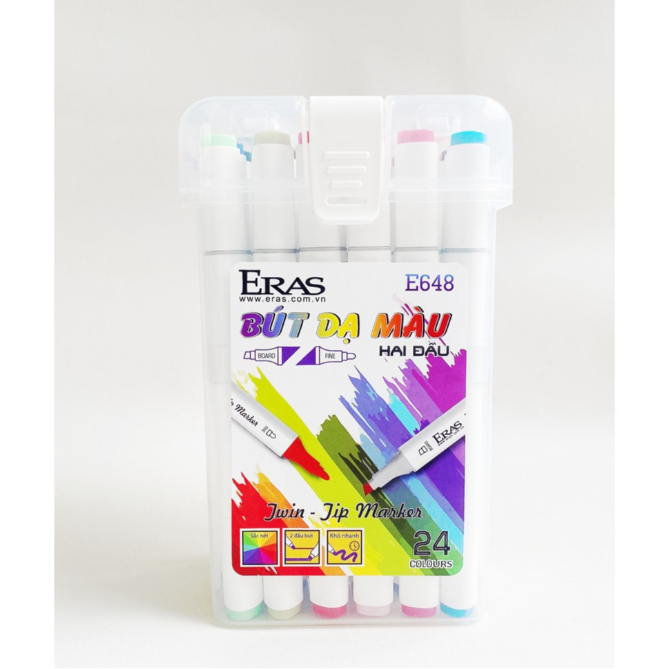 [ERAS VN] Bút dạ màu 02 đầu 24 màu E648 | Shopee Việt Nam