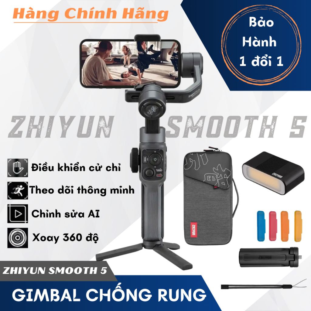 Gimbal điện thoại chính hãng Zhiyun Smooth 5S - Gymbal chống rung cao cấp hỗ trợ quay chụp ...