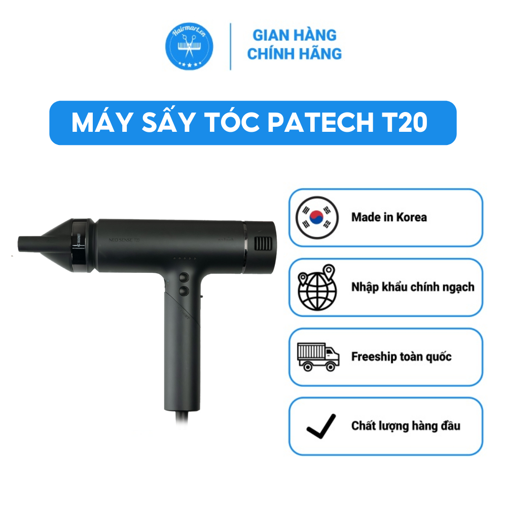 Máy sấy tóc Patech T20 Neo Sense nhập khẩu Hàn Quốc động cơ BLDC 2.0 siêu nhẹ, máy sấy tóc ...