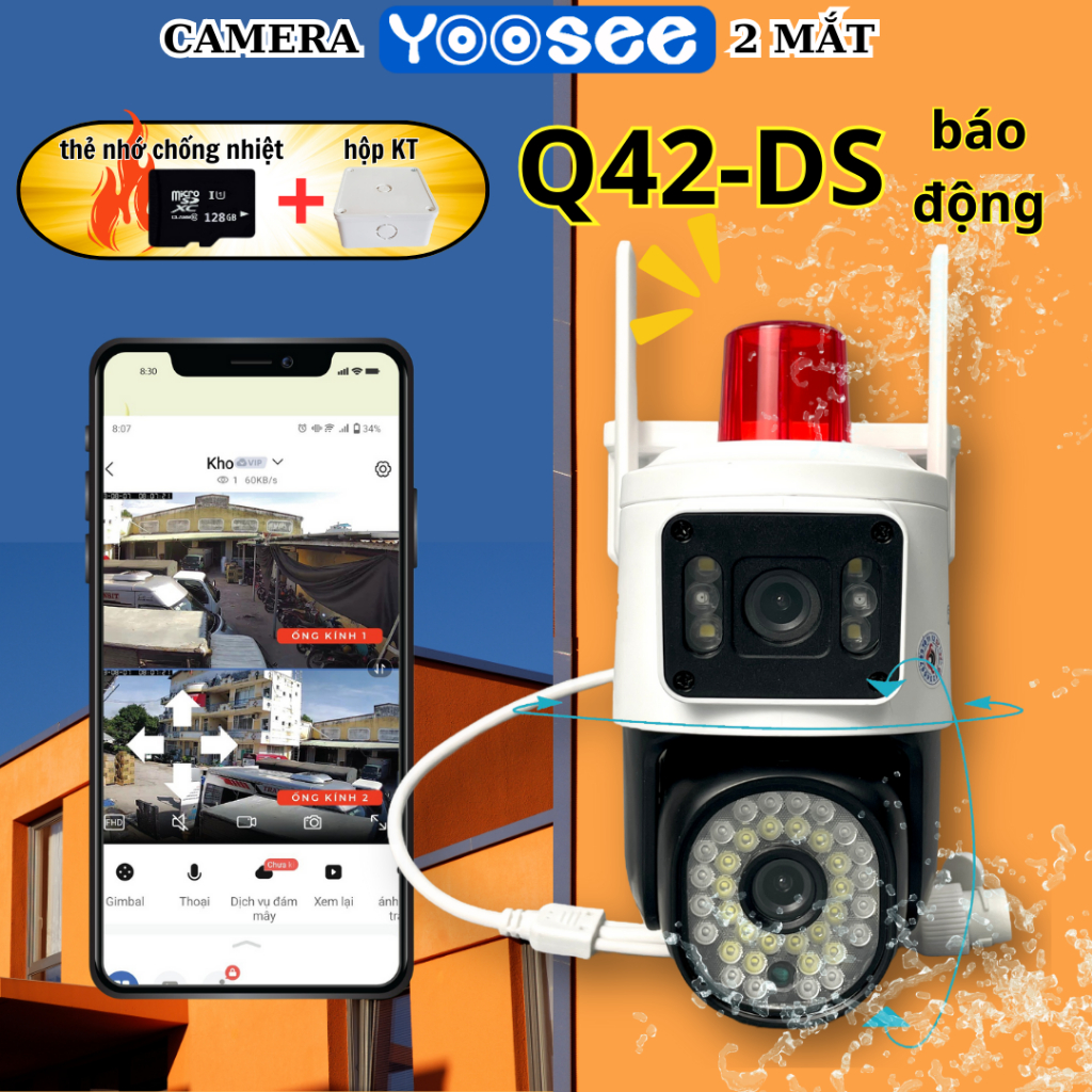 Camera Yoosee ngoài trời Q42-DS BÁO ĐỘNG 2 MẮT siêu sắc nét - 6.0MPX ...