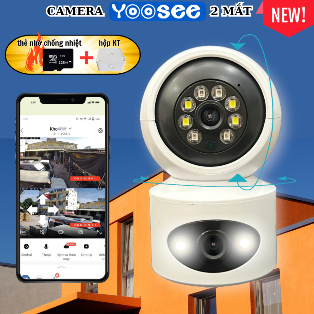 Camera Yoosee 2 mắt Không Râu 8.0mpx mẫu mới nhất - Combo Kèm Thẻ Nhớ ...