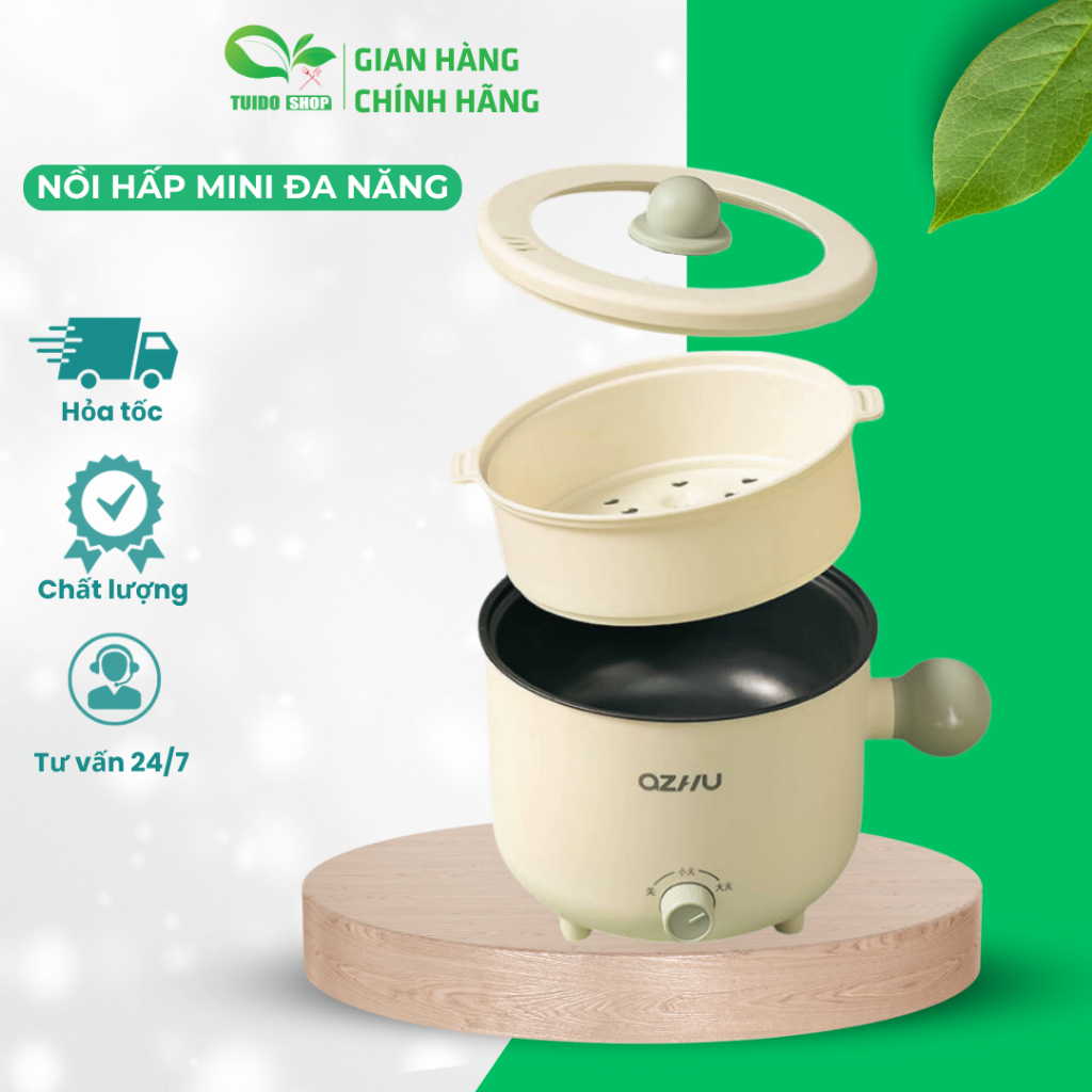 Nồi Lẩu Điện mini OZHU Đa Năng 2 Nấc Nhiệt Kèm Giá Hấp 18cm Dung Tích 1 ...
