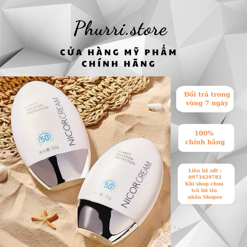 Kem Chống Nắng Nicor Cream 50g SPF 50+ PA+++ bảo vệ làn da nâng toner ...
