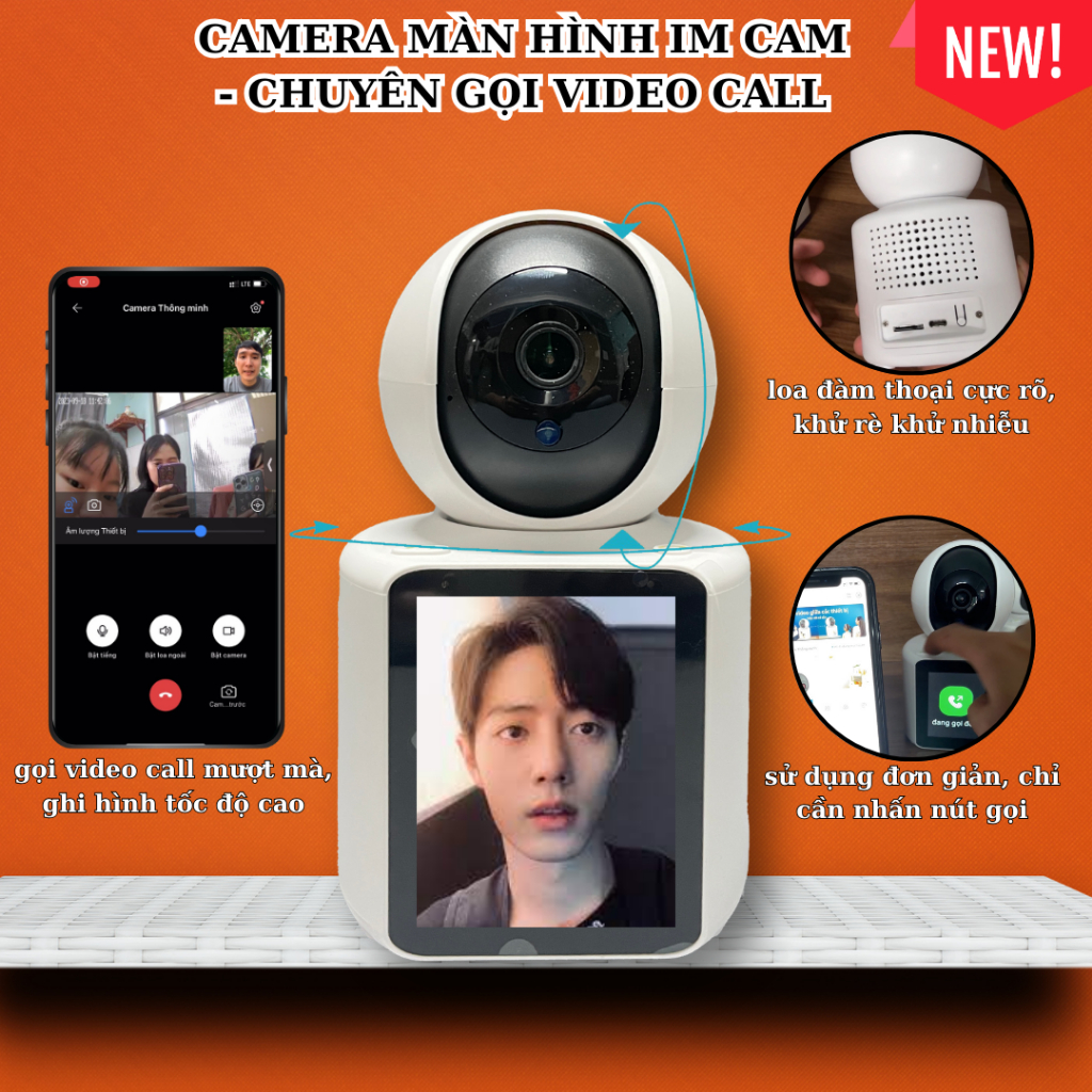 Camera màn hình gọi video call - ghi hình 24/24 - âm thanh đàm thoại ...