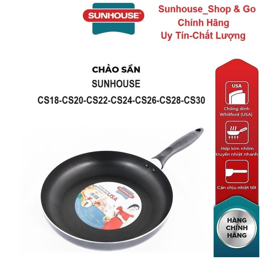 Chảo sần chống dính Sunhouse CS18,CS20,CS22,CS24,CS26,CS28,CS30 _Không ...