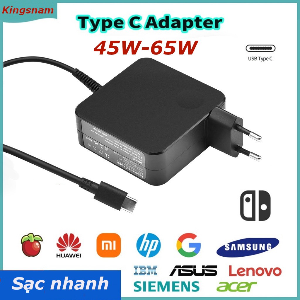 Bộ Sạc Nhanh 45W 65W 90W Type C PD3.0 Tương Thích Với Lenovo ThinkPad Yoga 6 / HP Chromebook ...
